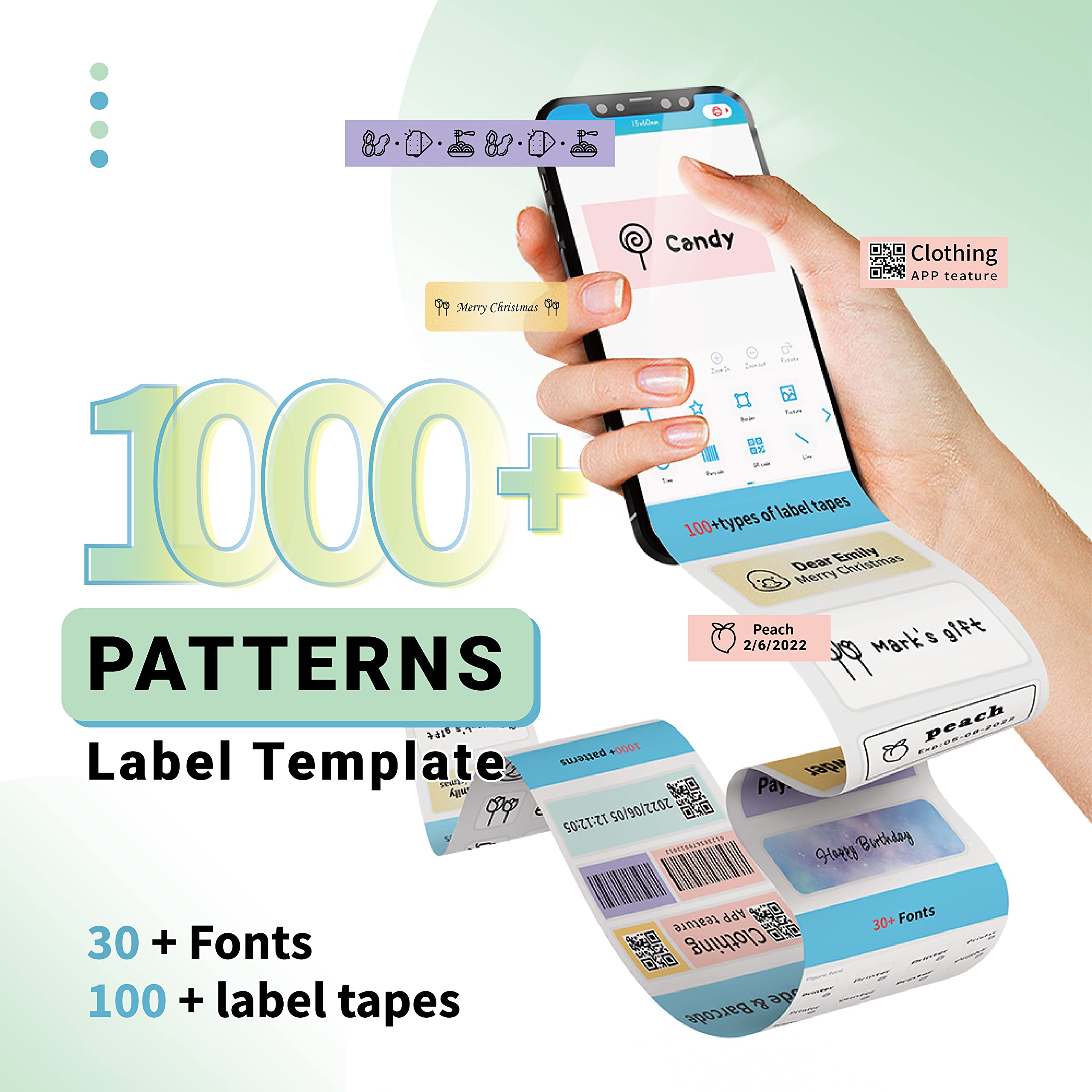 Phomemo Label Maker Machine with Tape, D35 Wireless Bluetooth Labels Maker Portable Mini Label Printer, Easy to Use with Smartphone Small Sticker Labeler Multiple Templates for Home Office organizing