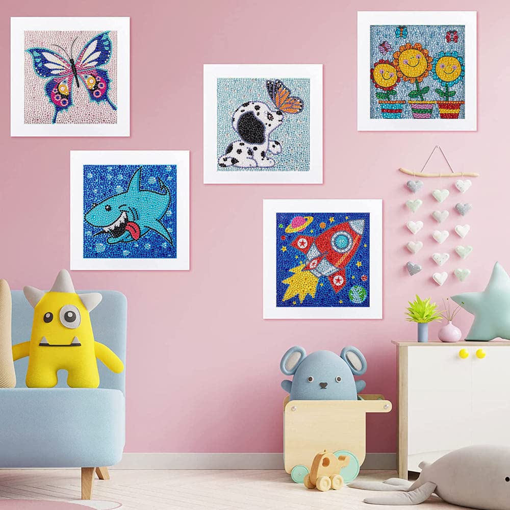 HUBENDMC 9 Pack 5D Diamond Painting Kits for Kids Cute Full Drill Diamond Art Kits for Beginners DIY Gem Arts and Crafts for Kids Ages 8-12 Diamond Dots for Home Wall Decor 6X6 inch