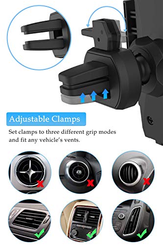 KOMOI Cell Phone Holder for Car, Universal Car Air Vent Mount with Adjustable Compatible with iPhone 11 Pro Max XS XS Max XR X 8 8+ 7 7+ SE 6s 6+ 6 5s Samsung Galaxy S10 S9 S8 S7 and More (Dark Grey)