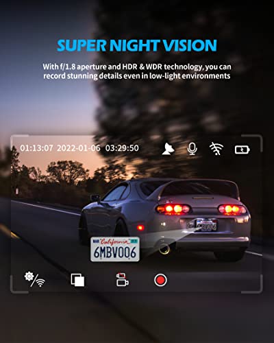 ONDASHCAM 4K Dash Cam with 3.5" LCD Display, 2160P UHD Car Camera Built in WiFi & GPS with Night Vision, G-Sensor, WDR, 170°Wide Angle & Parking Monitor (32GB Micro SD Card Included)