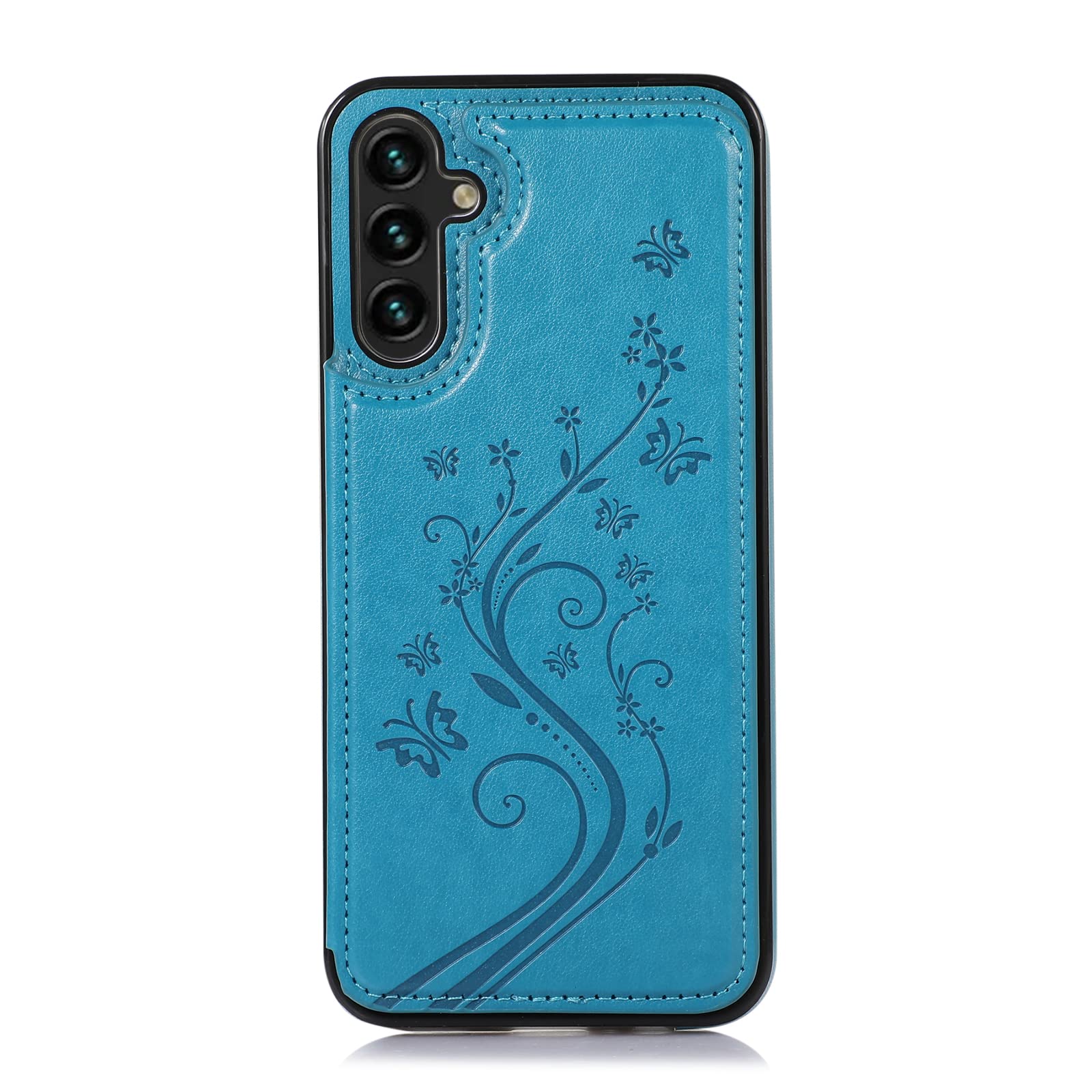 Asuwish Phone Case for Samsung Galaxy A14 5G with Tempered Glass Screen Protector Card Holder Wallet Cover Stand Flip Leather Cell Accessories Glaxay M14 A 14 4G 14A 14M G5 Cases Women Men Blue