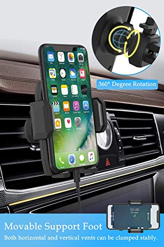 KOMOI Cell Phone Holder for Car, Universal Car Air Vent Mount with Adjustable Compatible with iPhone 11 Pro Max XS XS Max XR X 8 8+ 7 7+ SE 6s 6+ 6 5s Samsung Galaxy S10 S9 S8 S7 and More (Dark Grey)