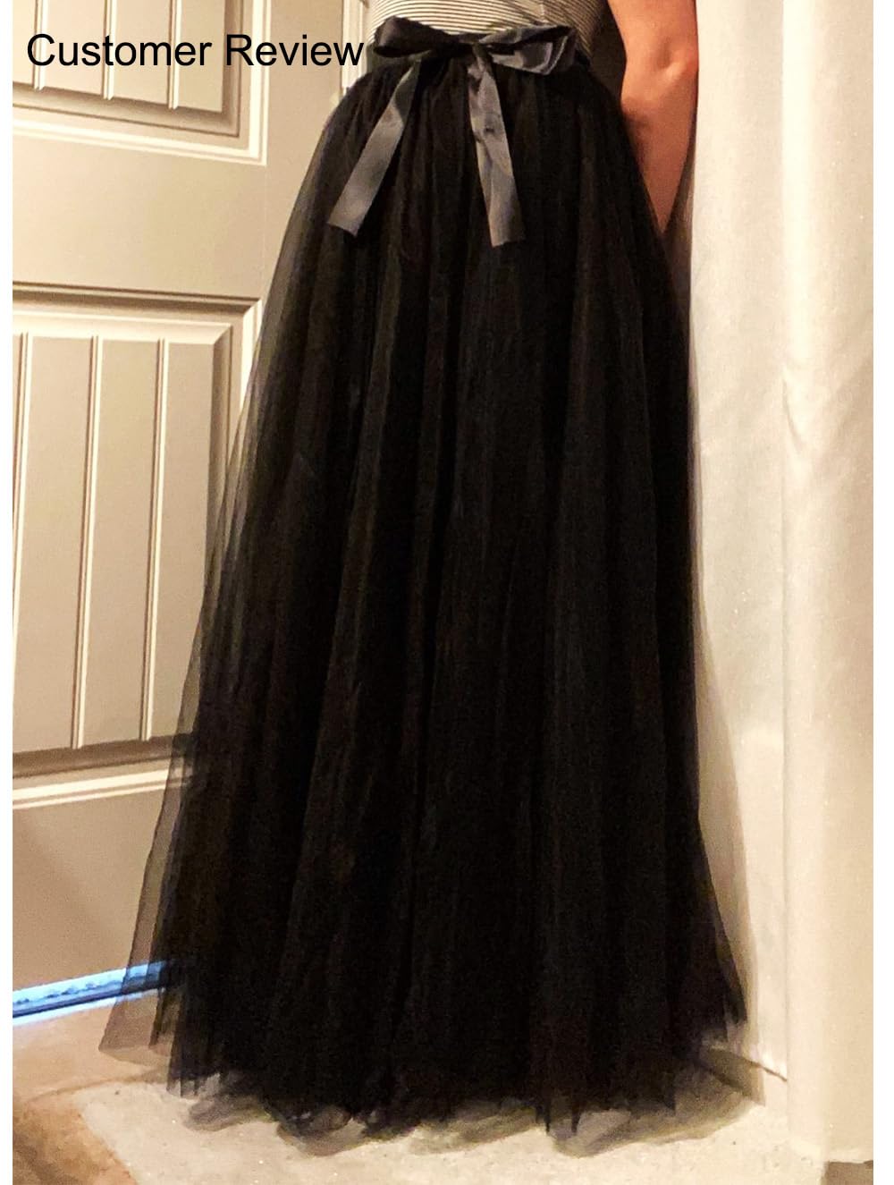 EllieHouse A Line Long Maxi Bridesmaid Tulle Skirt for Wedding Evening Party P68 Black L