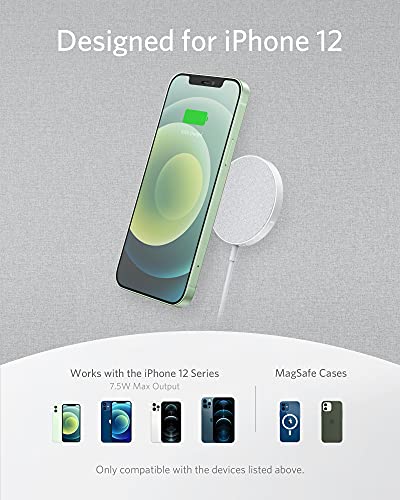 Anker Magnetic Wireless Charging Pad with Sleek Design, PowerWave Select+ Magnetic Pad, 5 ft Built-in Charging Cable, 7.5W Only Compatible with iPhone 12 (No AC Adapter)