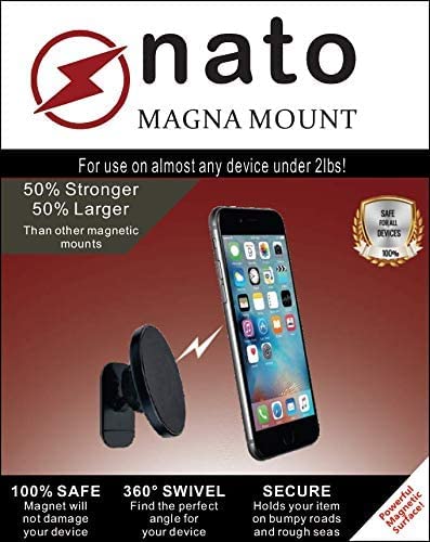 Nato Magna Mount Original [4 Pack] Universal Magnetic Cell Phone Mount for use on Any Cell Phones or Tablet - iPhone X 8 7s 6s Plus 5s Samsung Galaxy S8 Edge S7 S6 Note 5 Note 4 - 360 Degree Swivel