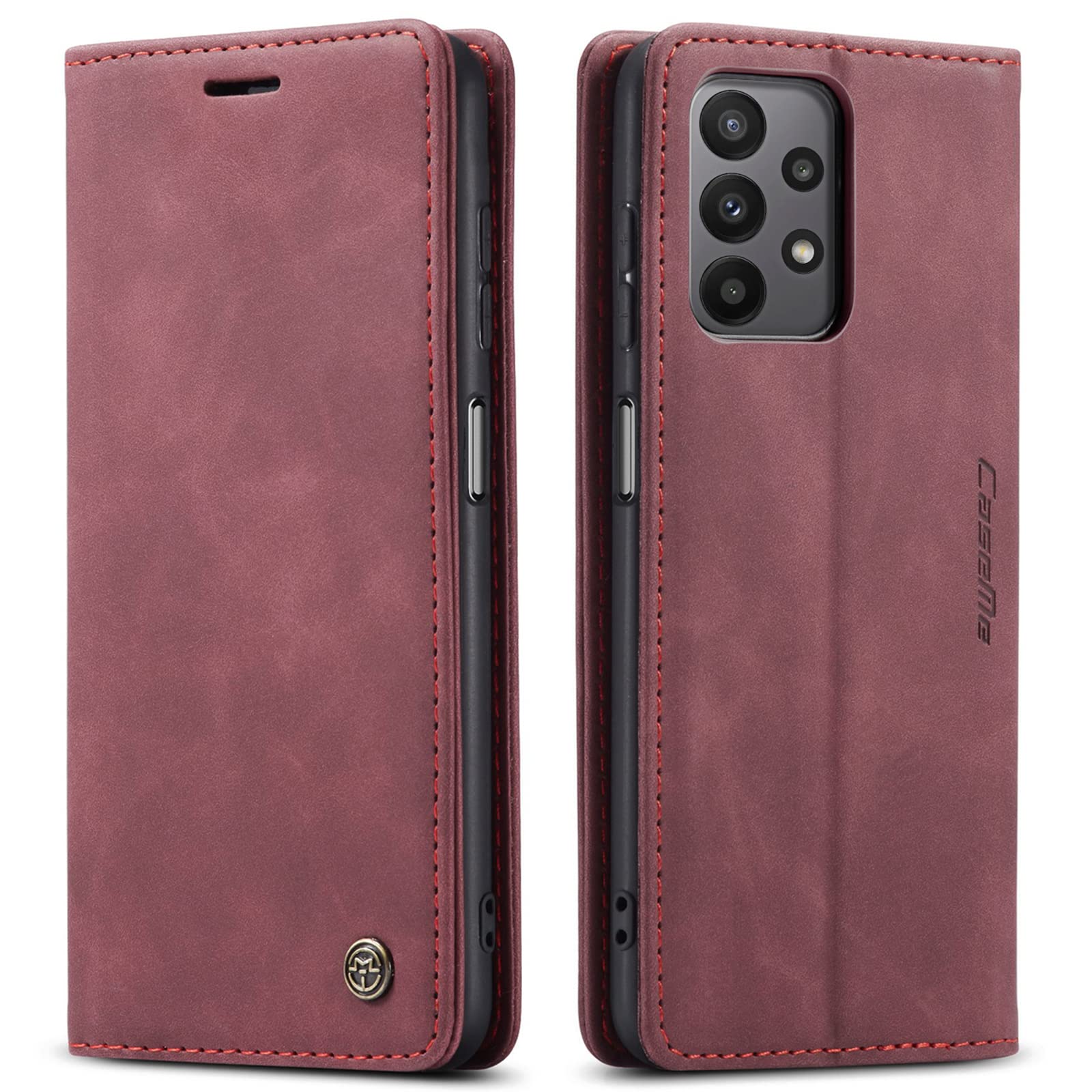 FCOZCKLOM Compatible with Samsung Galaxy A23 Wallet Phone Case with Card Holder Kickstand Protective Flip Folio Leather Case Wallet for Samsung Galaxy A23 6.6 inch (Wine Red)
