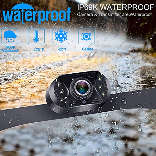 LeeKooLuu Backup Camera Rear View Monitor Kit HD 1080P for Car Truck Minivan Waterproof Night Vision DIY Grid Lines LK3