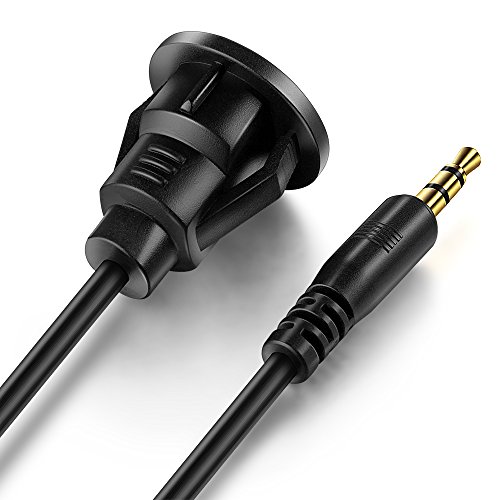 ICESPRING 3.5mm Male to 3.5mm Female Car Truck Dashboard Flush Mount 3.5mm 1/8" AUX Audio Jack Extension Cable with Mounting Panel for Car Boat and Motorcycle (6 Feet)