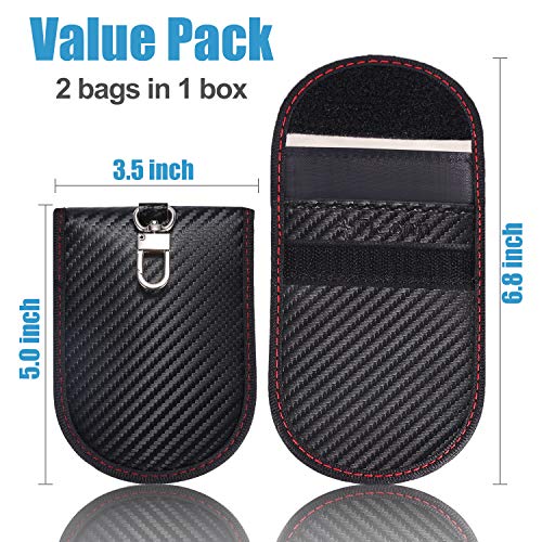 Faraday Bag for Key Fob (2 Pack), TICONN Faraday Cage Protector - Car RFID Signal Blocking, Anti-Theft Pouch, Anti-Hacking Case Blocker (Carbon Fiber Texture)