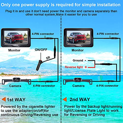 LeeKooLuu Backup Camera Rear View Monitor Kit HD 1080P for Car Truck Minivan Waterproof Night Vision DIY Grid Lines LK3