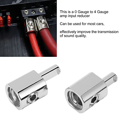 Demeras Wire Reducer Adaptor, Good Conductivity Amp Input Reducer 6061 Aluminum High Power Universal 1/0 Gauge to 4 Gauge Nickel Plated for Car for Boats