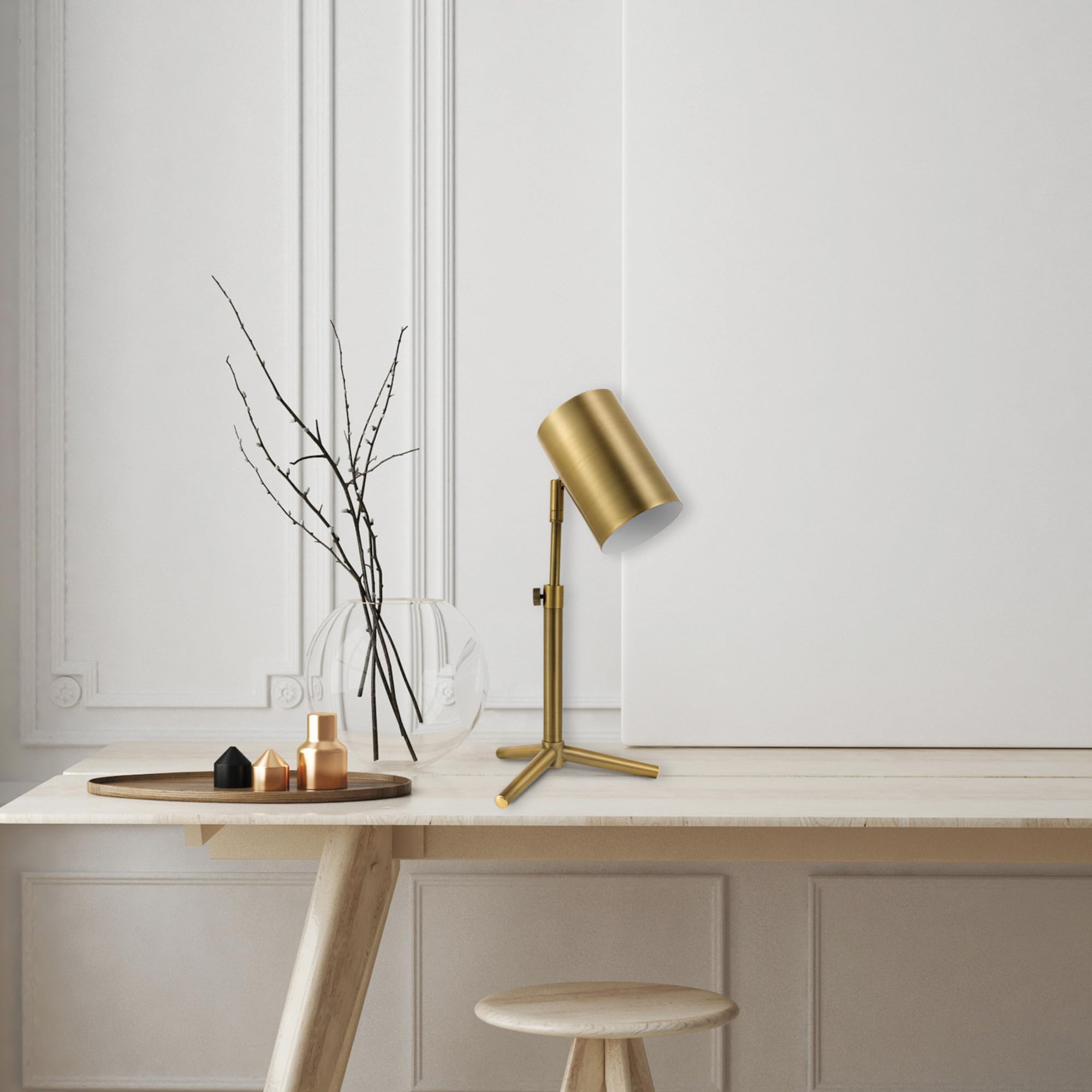 Globe Electric 52097 Pratt Desk Lamp, 18 in 1, Brass 1-Light