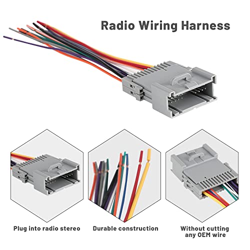 NuIth Radio Stereo Wiring Harness Adapter Connector Compatible with GM Chevy Silverado GMC Sierra 2000-2012 Vehicles Aftermarket Car Radio Wire Cable Plug