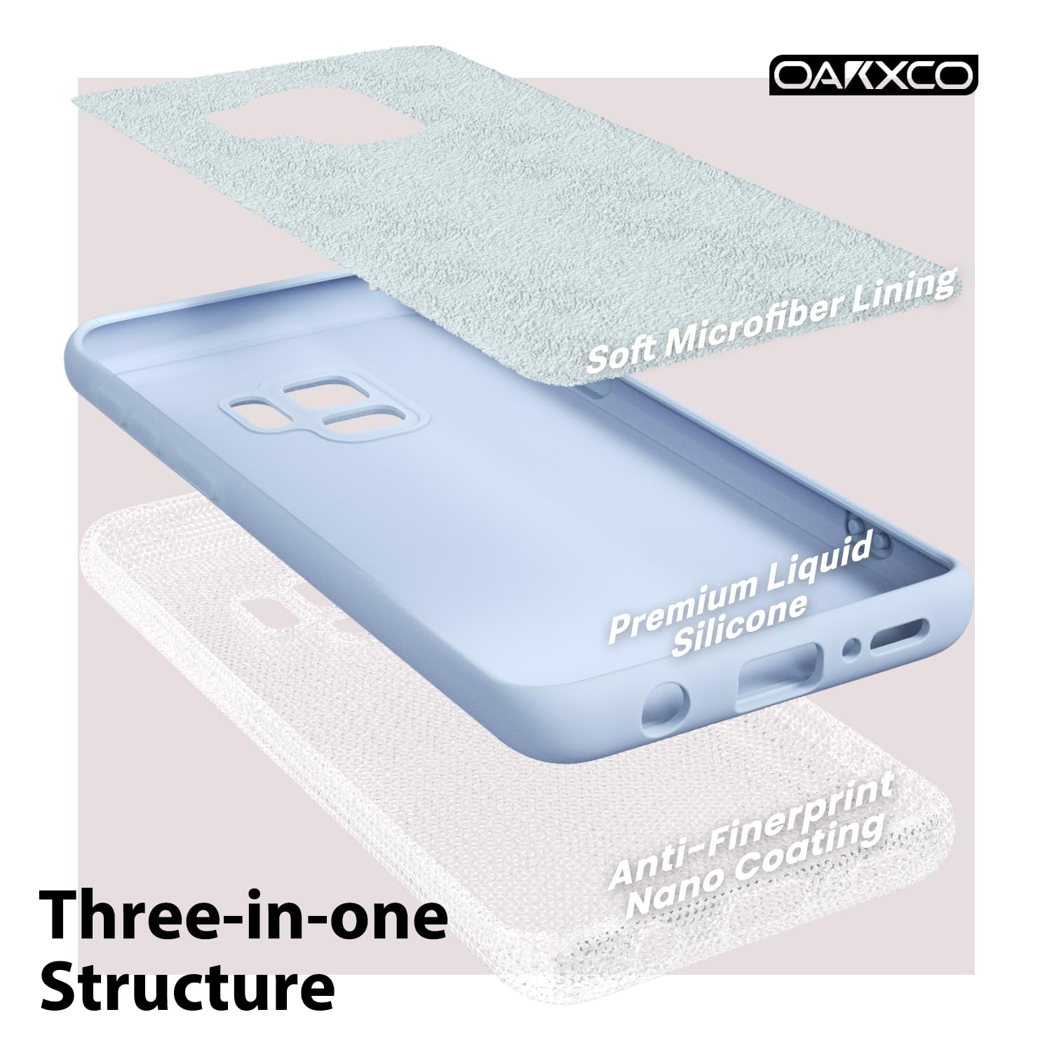 oakxco for Samsung Galaxy S9 Phone Case Liquid Silicone, Cute Thin Slim Soft Rubber TPU Plain Smooth Gel Cover for Women Girl Aesthetic, Matte Solid Protective & Shockproof, Aqua Sky Baby Light Blue