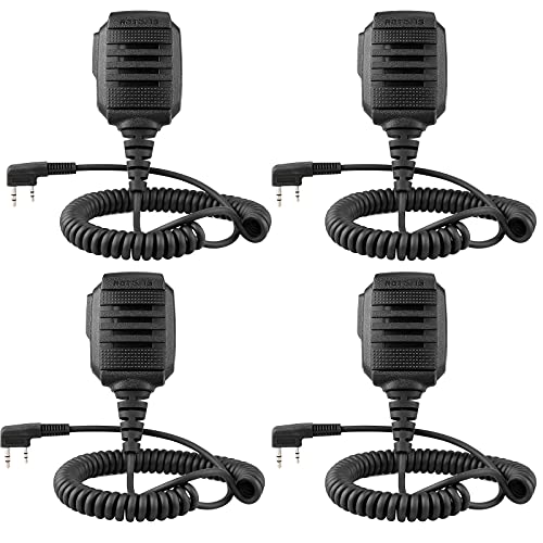Retevis IP54 Waterproof 2 Pin Walkie Talkie Speaker Microphone Compatible with Retevis RT22 RT21 RT68 H-777 RT22S RB29 RT86 RT-5R RT19 RT27 Baofeng BF-F8HP UV-5R Arcshell AR-5 Two Way Radio(4 Pack)