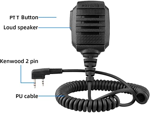 Retevis IP54 Waterproof 2 Pin Walkie Talkie Speaker Microphone Compatible with Retevis RT22 RT21 RT68 H-777 RT22S RB29 RT86 RT-5R RT19 RT27 Baofeng BF-F8HP UV-5R Arcshell AR-5 Two Way Radio(4 Pack)