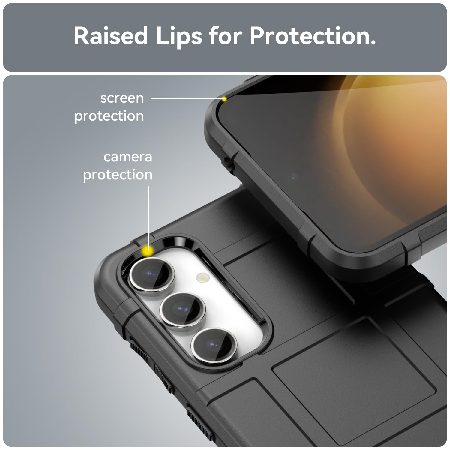 Monwutong Slim Fit Durable Phone Case for Samsung Galaxy S23 FE, Rugged Shield Outdoor Case with Military Grade Shockproof, Drop-Tested and Camera Lens Protection Case for Galaxy S23 FE, HD Black
