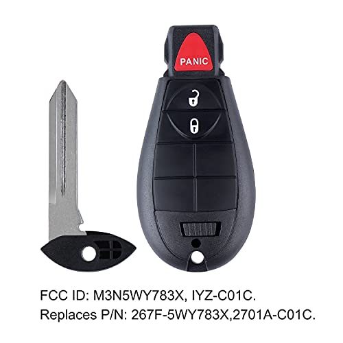 Car Keyless Entry Remote Control Key Fit for Dodge Challenger 2008-2014, Dodge Charger2008-2012, Grand Caravan2008-2016, Chrysler 300, RAM 1500 2500 3500 (M3N5WY783X) Pack of 2
