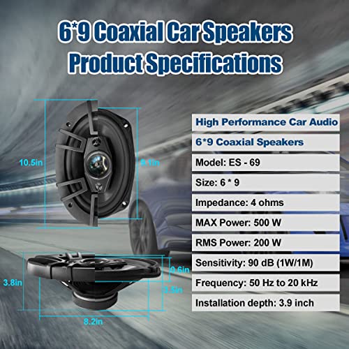 H YANKA 6x9 Car Speakers,500 Watt Max 4-Way 6x9 Speakers, Professional 6x9 Speakers,Truck Speakers,Speakers for Car,Speakers Car Audio,6 by 9 Speakers,Max Box Car Set,Auto Speakers(1 Pair)