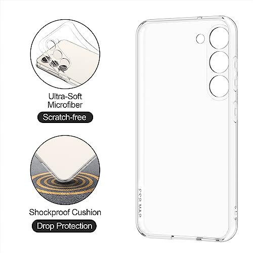 Meliya for Samsung Galaxy S23 Case Clear 6.1'' 2023, Slim & Tough, Shockproof & Drop Proof, Waterproof & Dustproof, Anti-Yellowing Full Body Protective Cover Case for Galaxy S23, Clear+Clear