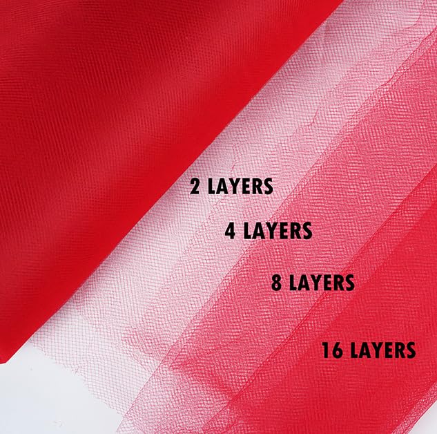 Craft And Party, Red Fabric Tulle Roll 54 Inch by 40 Yards (120 ft) Fabric Tulle Bolt for DIY Tutu Skirt, Wedding and Decoration (Red)