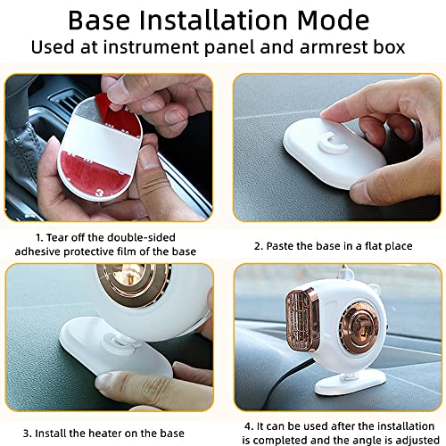 Mini Car Heater, 12V 150W Car Fan Defroster, Auto Heating/Cooling Fan with Rotating Base Fairing Securing Clip,Plug in Cigarette Lighter (Black)