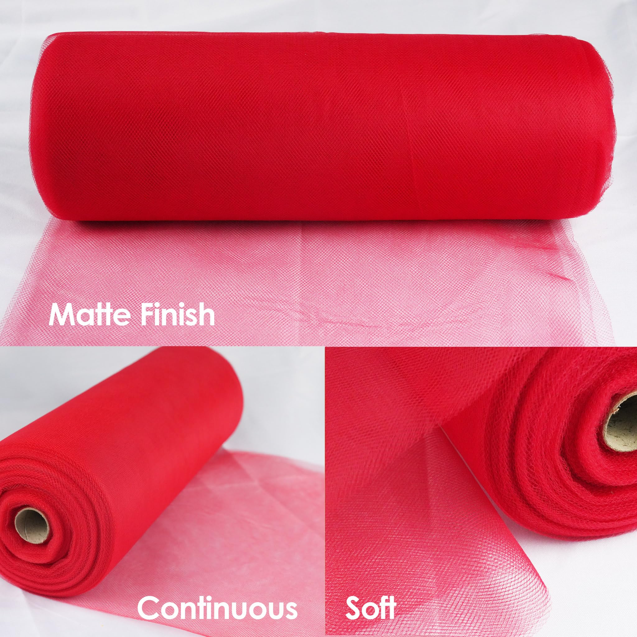 Craft And Party, Red Fabric Tulle Roll 54 Inch by 40 Yards (120 ft) Fabric Tulle Bolt for DIY Tutu Skirt, Wedding and Decoration (Red)