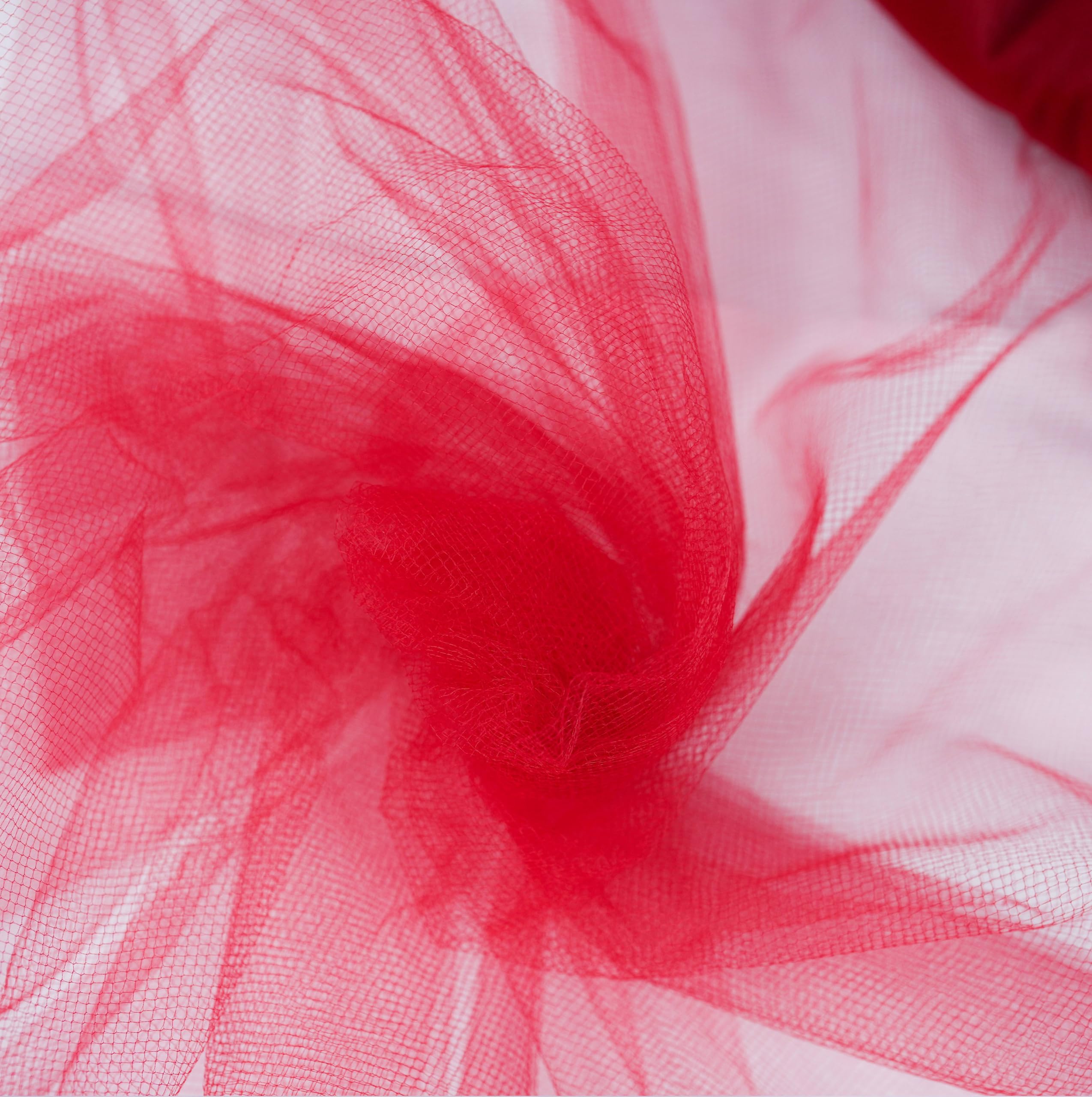 Craft And Party, Red Fabric Tulle Roll 54 Inch by 40 Yards (120 ft) Fabric Tulle Bolt for DIY Tutu Skirt, Wedding and Decoration (Red)