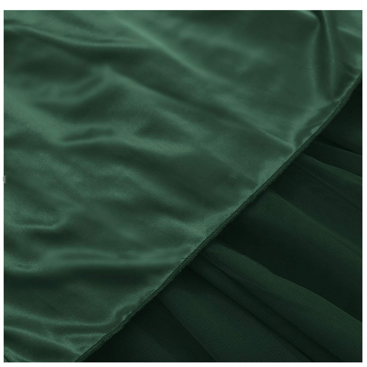 OBBUE Women's A Line Tulle Party Evening Tutu Skirts Tea Length Dark Green-L/XL