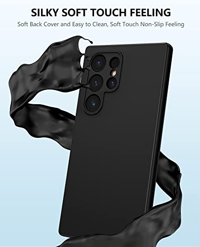 FNTCASE for Samsung Galaxy S23-Ultra Case: Slim Protective Shockproof Silicone Cell Phone Cases - Matte Rubber Dual Layer Cell Phone Cover Hard Bumper (Black)