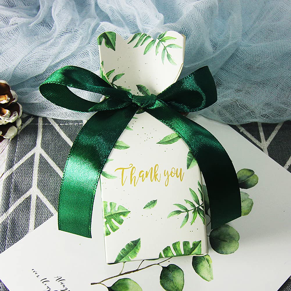 Bakbania 50 Pieces Candy Boxes Wedding Favor Boxes Grey Party Gift Boxes with Ribbons for Party Decoration