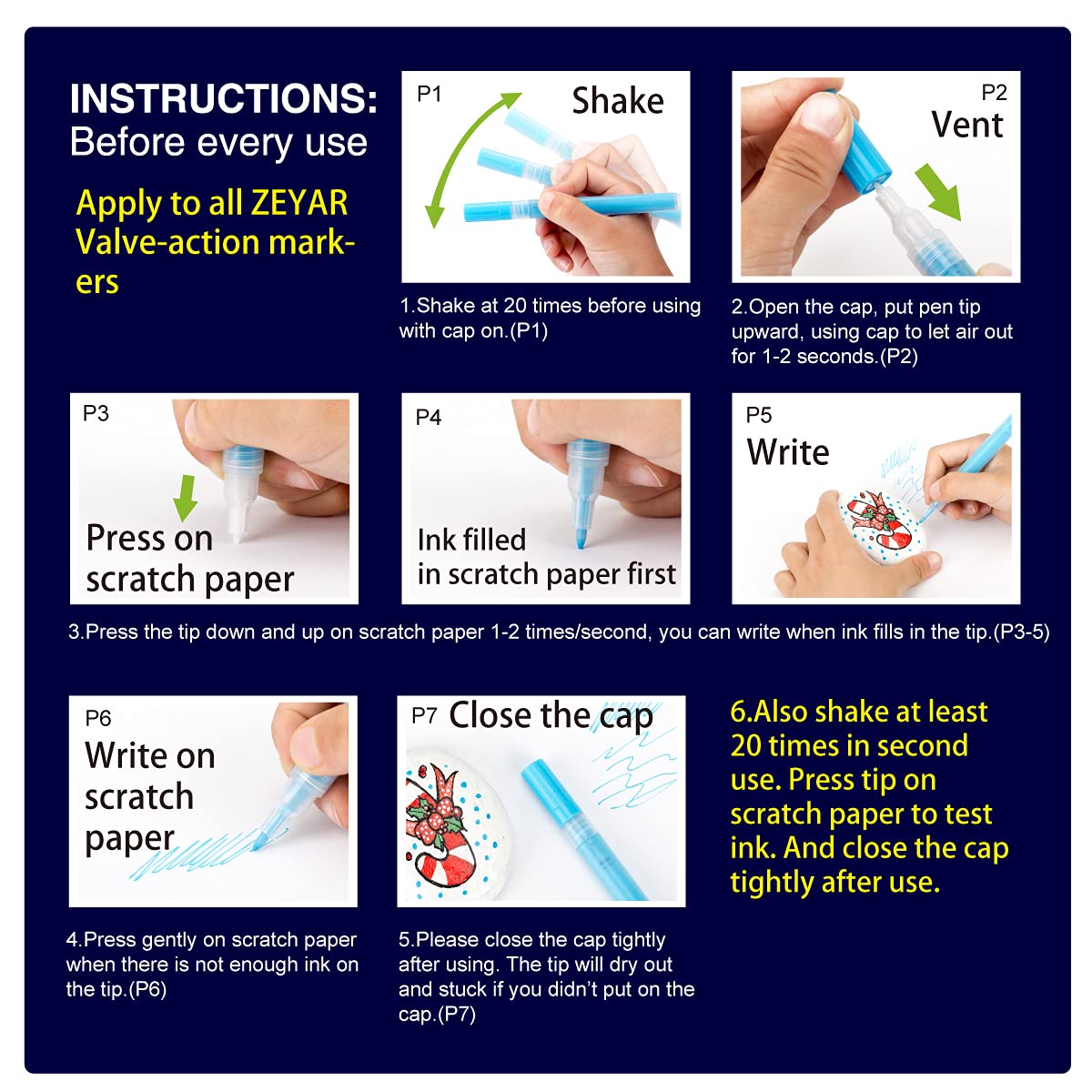 ZEYAR Dual Tip Acrylic Paint Pens 12 Metallic Colors, Board and Extra Fine Tips, Patented product, Water Based Acrylic & Waterproof Ink (12 Metallic Colors)