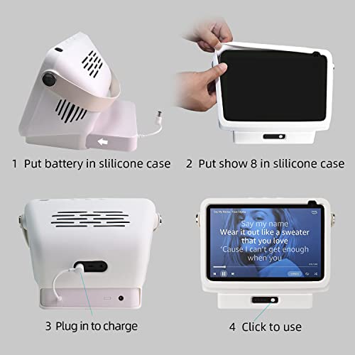 Blanou Battery Base for Show 8 1st & 2nd, Portable Show 8 Charger, 15600mAh, 9.5 Hours Work Time Protector with Handle,White(Not Include Show 8)…