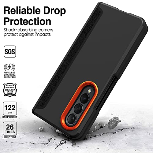 XIIICASE Galaxy Z Fold 4 Case Magnetic Hinge Protection Shockproof Hard PC Soft TPU Protective Cover for Samsung Galaxy Z Fold 4 5G (Red)