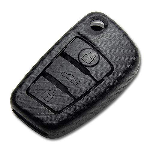 TANGSEN Flip Key Fob Case Personalized 3D Carbon Fiber Emboss ABS Plastic Protective Cover for Audi A1 A3 A4 A5 A6 A8 Q3 Q5 Q7 R8 RS4 S3 S4 S5 S6 S8 TT Quattro 3 4 Button Keyless Entry Remote