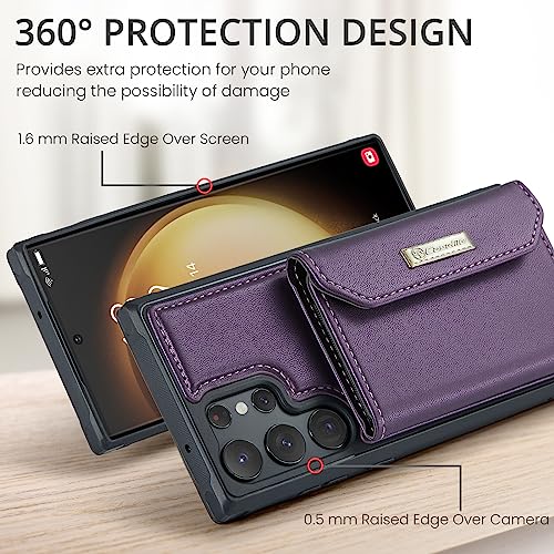 Strapurs Samsung Galaxy S23 Ultra Case, Samsung Galaxy S23 Ultra Case Wallet with Card Holder, Phone Case for Samsung S23 Ultra 5G Protective Shockproof Premium Leather Cases for Women Men,Purple