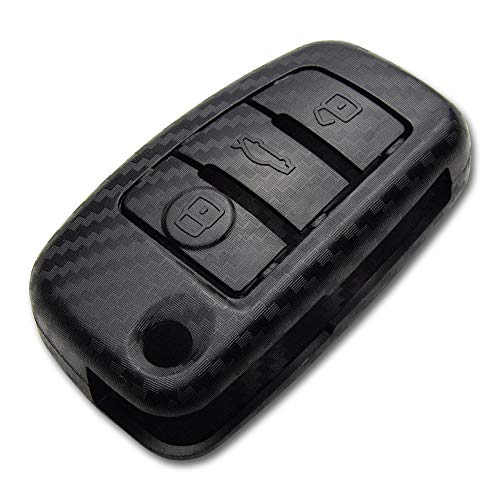 TANGSEN Flip Key Fob Case Personalized 3D Carbon Fiber Emboss ABS Plastic Protective Cover for Audi A1 A3 A4 A5 A6 A8 Q3 Q5 Q7 R8 RS4 S3 S4 S5 S6 S8 TT Quattro 3 4 Button Keyless Entry Remote