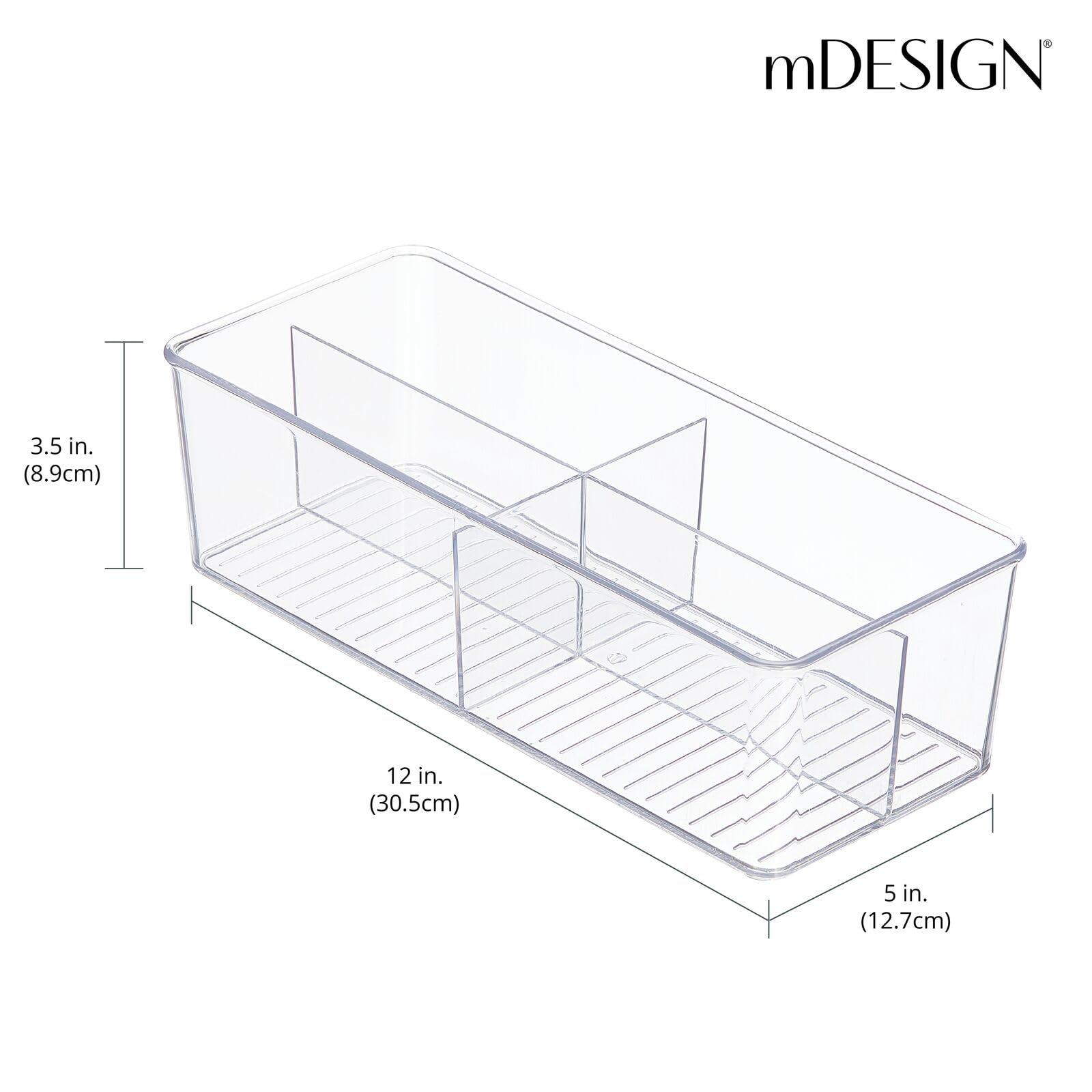 mDesign Plastic Extra Wide Storage Organizer Bin Box for Kitchen, Pantry, Cabinet, Countertop - Tea Bag, Sugar Packet, Coffee Snack, Condiment Holder, 8 Sections - Ligne Collection - Clear