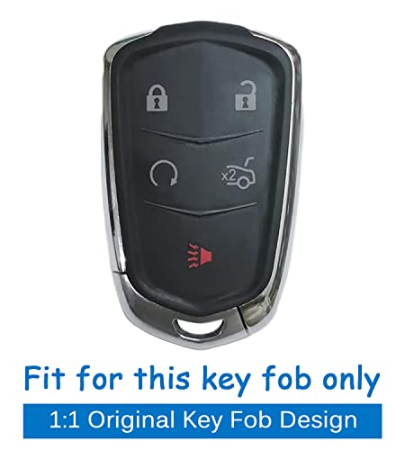 waymei Silicone Key Fob Cover Remote Keyless Case Protector Compatible with 2014-2019 Cadillac ATS CT6 CTS Escalade Escalade ESV SRX XT5 XTS HYQ2AB HYQ2EB (5 Buttons Black & Pink)