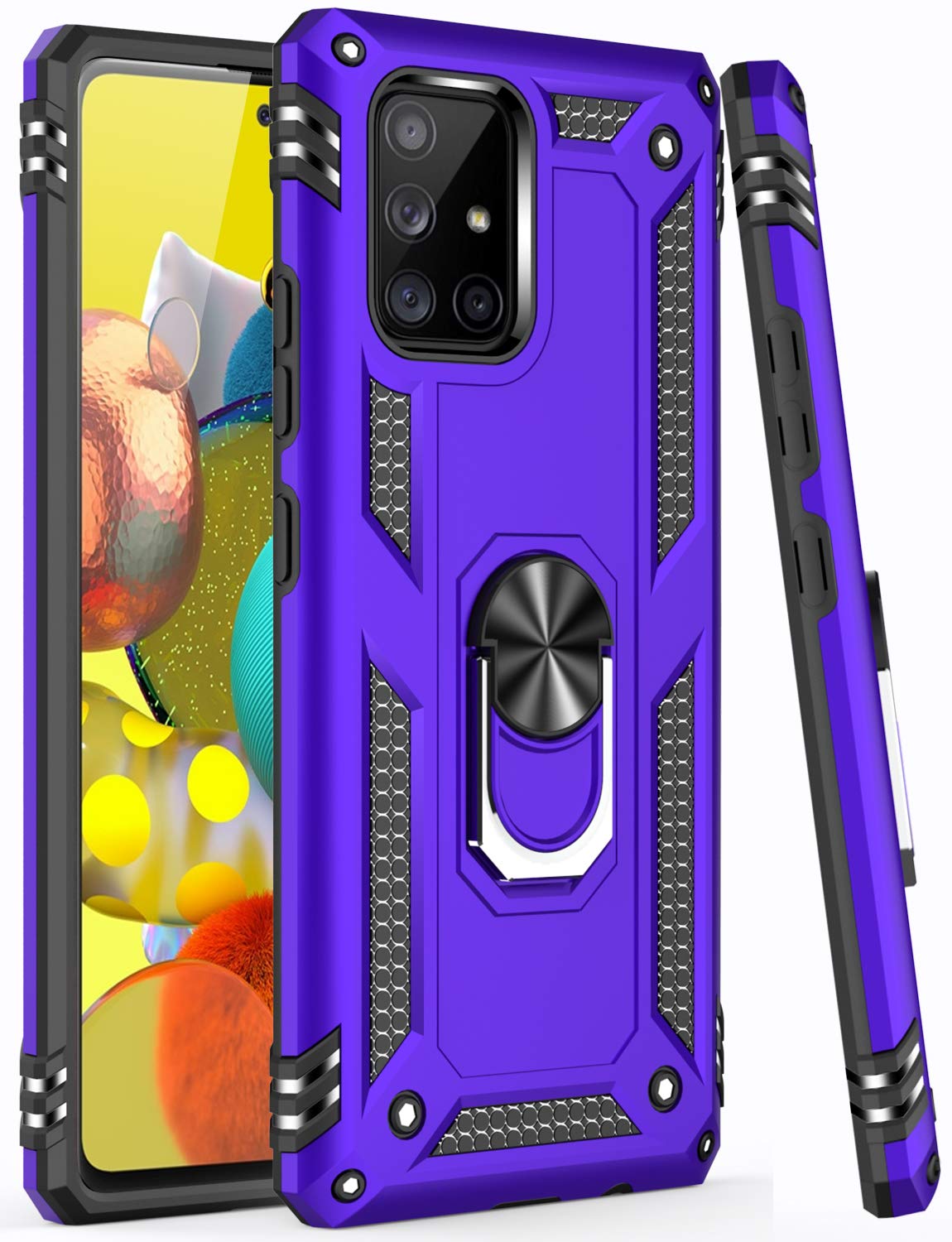 LUMARKE for Galaxy A51 5G Case with Screen Protector,Pass 16ft. Drop Tested Military Grade Protective Phone Cover with Magnetic Ring Kickstand Compatible with Car Mount Holder Purple