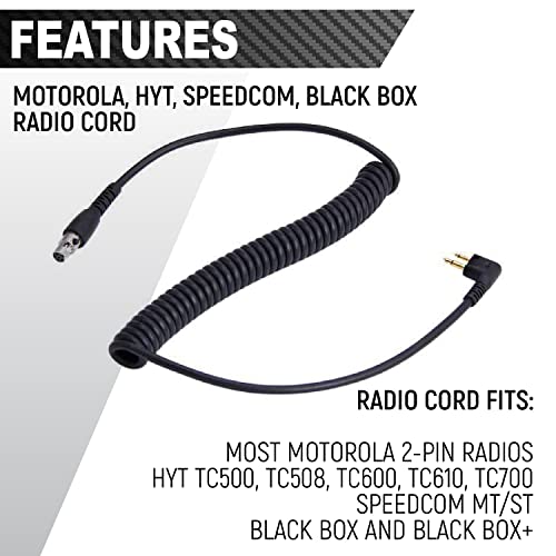 Rugged Radios CC-MOT 2-Pin to 5-Pin Coil Cord Cable for Motorola, HYT, Black Box Radio, and Speedcom Two Way Handheld Radios and Headsets