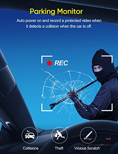 3 Channel Dash Cam Front and Rear Inside, 1080P Dash Camera for Cars, Dashcam Three Way Triple Car Camera with IR Night Vision, Loop Recording, G-Sensor, Parking Monitor, 24 Hours Recording