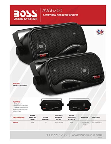 BOSS Audio Systems AVA6200 Enclosed Speaker System - 3-Way, 200 Watts Max Power Per Pair