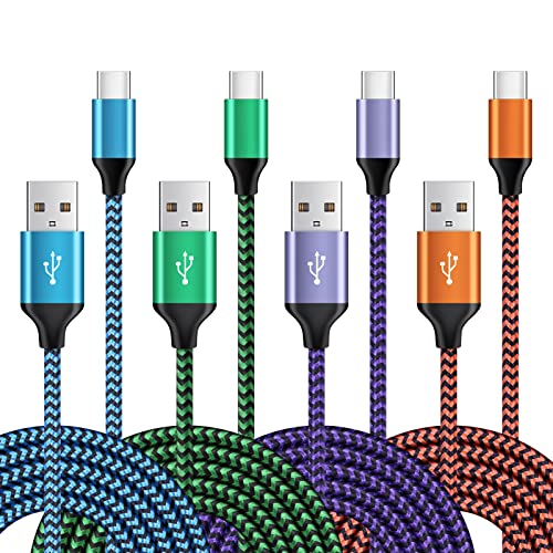 4Pack 6ft Fast USB Type C Cable Phone Charger Charging Cord for Samsung Galaxy A14 A73 A53 A23 A32 A42 A52 A71 A51 5G A13 A03s, S23 S22 Ultra S21 FE 5G S20 S10 S10e S9 S8 Note 20 10 9 8, Z Fold/Flip 4