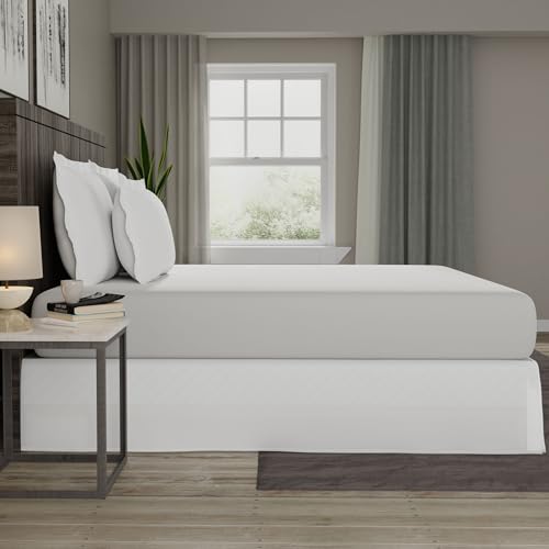 TODAY'S HOME Classic Tailored, Microfiber, 14" Drop Length Bed Skirt Dust Ruffle, Twin XL, White