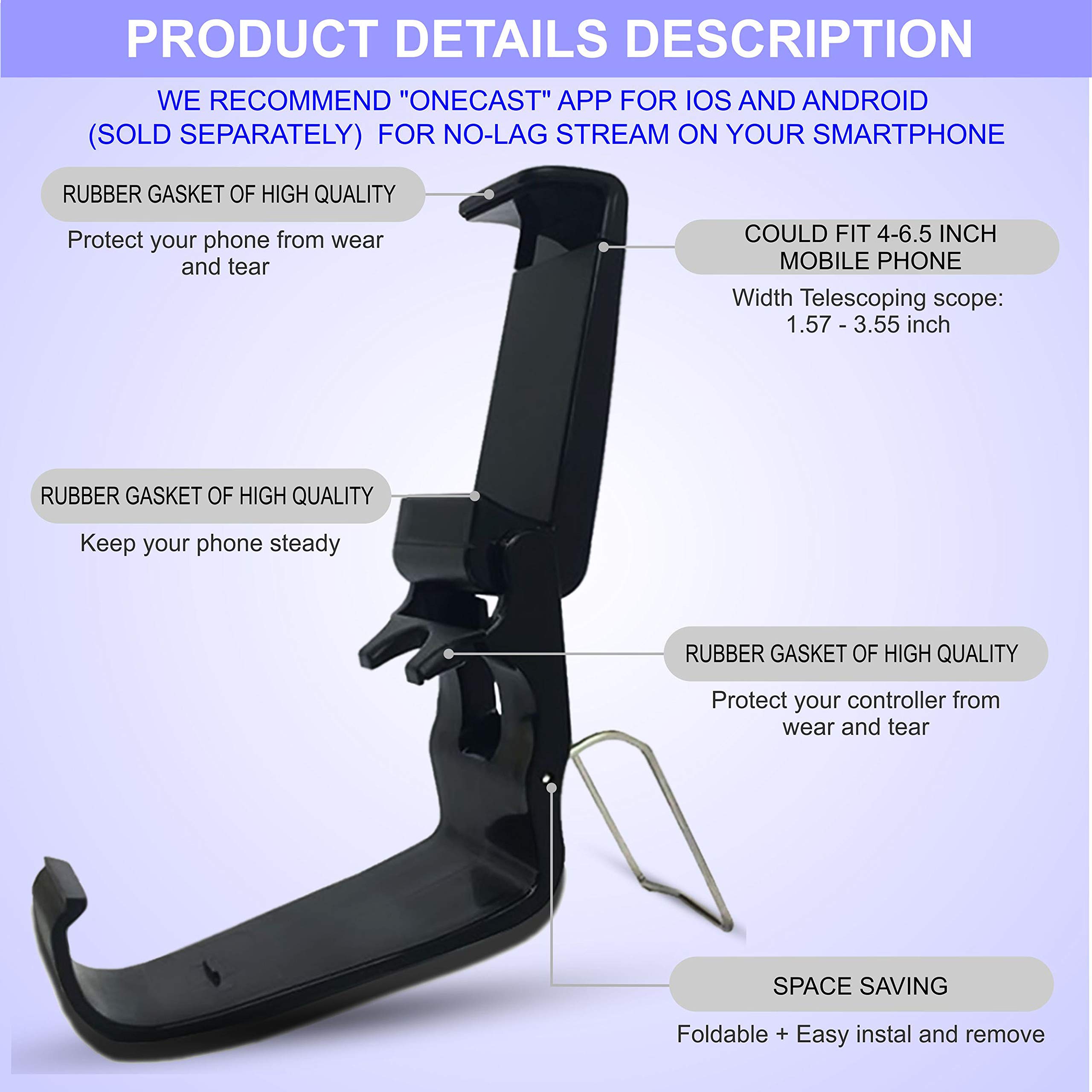 Chasdi X1 Controller Phone Holder Clamp Clip for Xbox One and fits iPhone Samsung LG Sony Huawei HTC