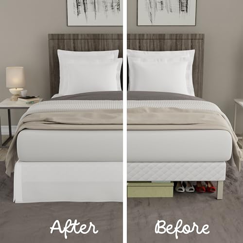 TODAY'S HOME Classic Tailored, Microfiber, 14" Drop Length Bed Skirt Dust Ruffle, Twin XL, White