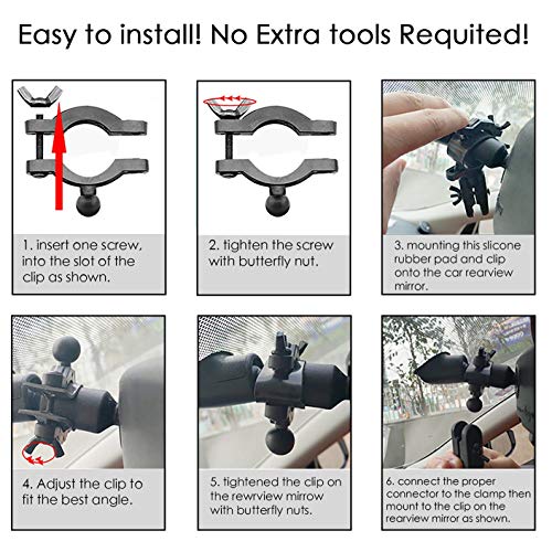 Dash Cam Mount Holder - Mirror Mount, Come with 10+ Different Joints, Compatible with APEMAN, Falcon F170, Old Shark, Peztio, Rexing V1P, Roav, UGSHDI, Z-Edge,YI,Kdlinks X1, and Most Dash Cameras /GPS