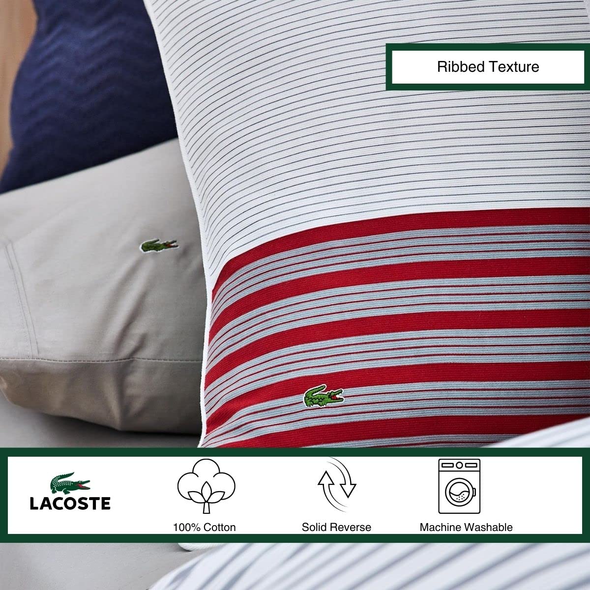 Lacoste Milady Duvet Set, Twin/TwinXL, Red