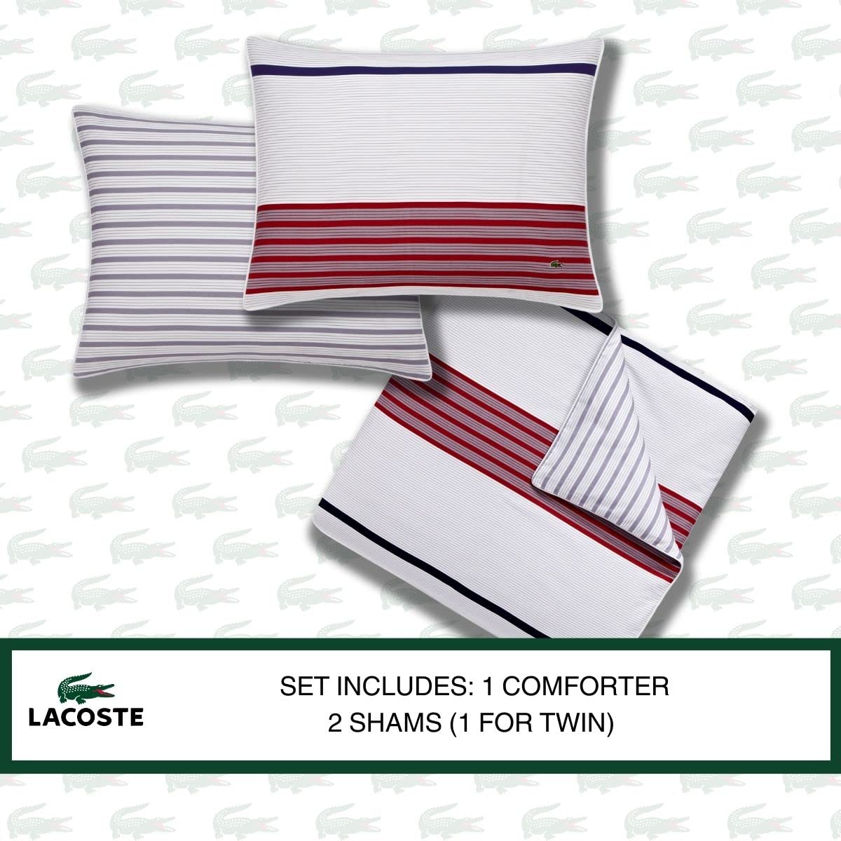 Lacoste Milady Duvet Set, Twin/TwinXL, Red